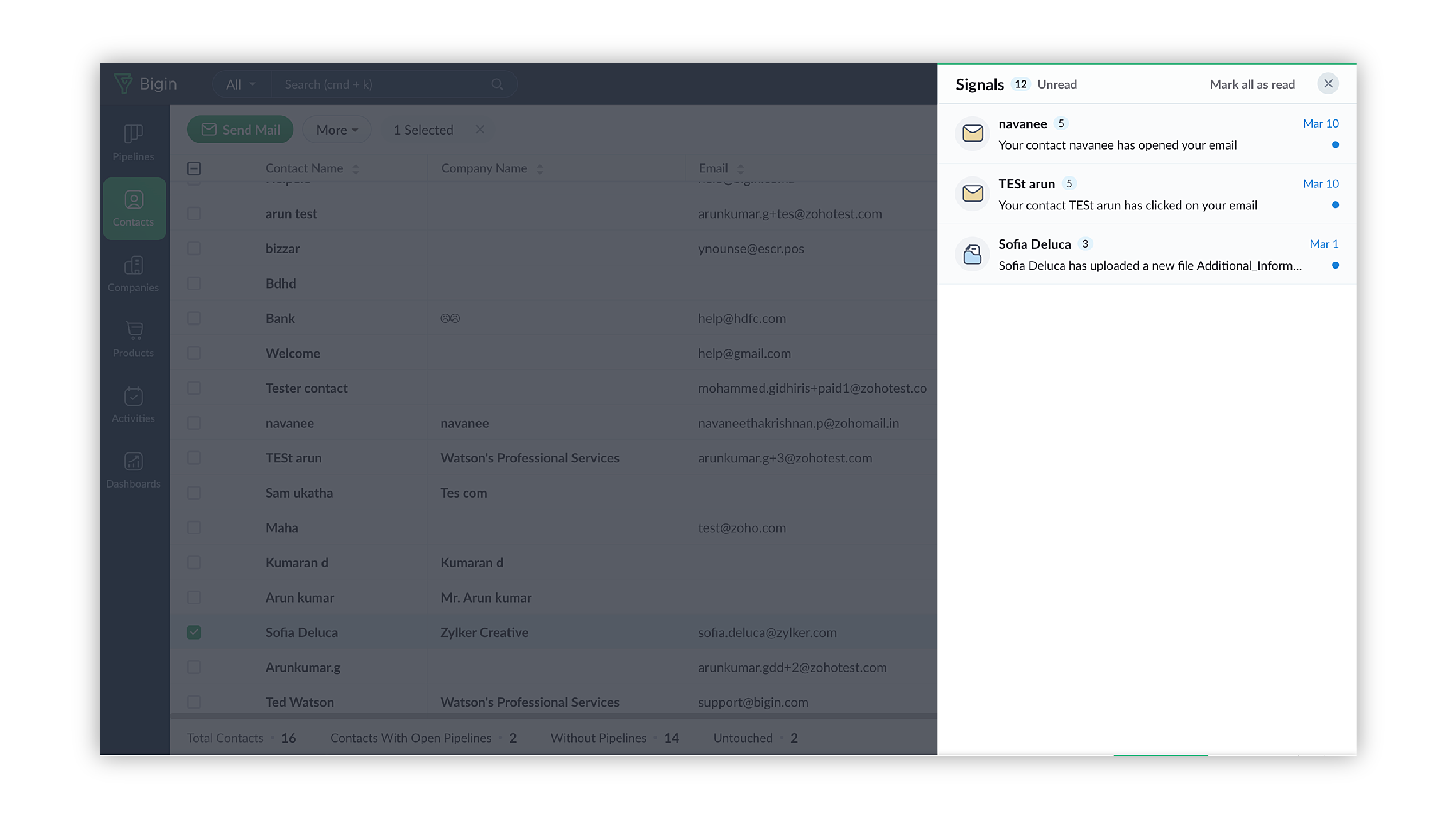 Zoho WorkDrive and Bigin integration | WorkDrive